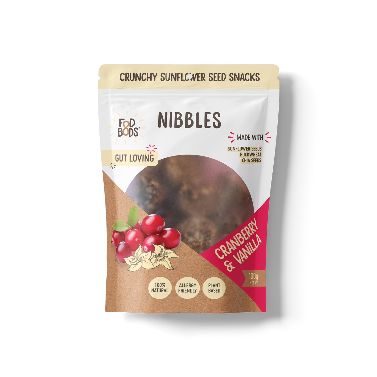 FodBods - Nibbles - Cranberry Vanilla (100g) – Alfie's Food Co.